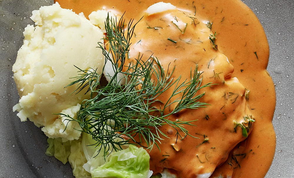 Sejfilé med dill- och skaldjurssås